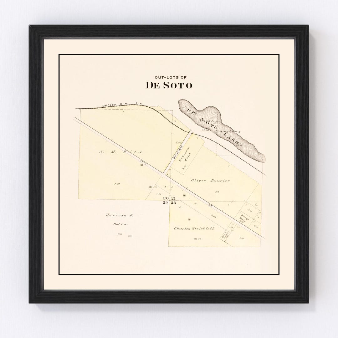 Desoto Map 1908, Vintage Desoto Map, Old Desoto Nebraska Art, Wall Art ...