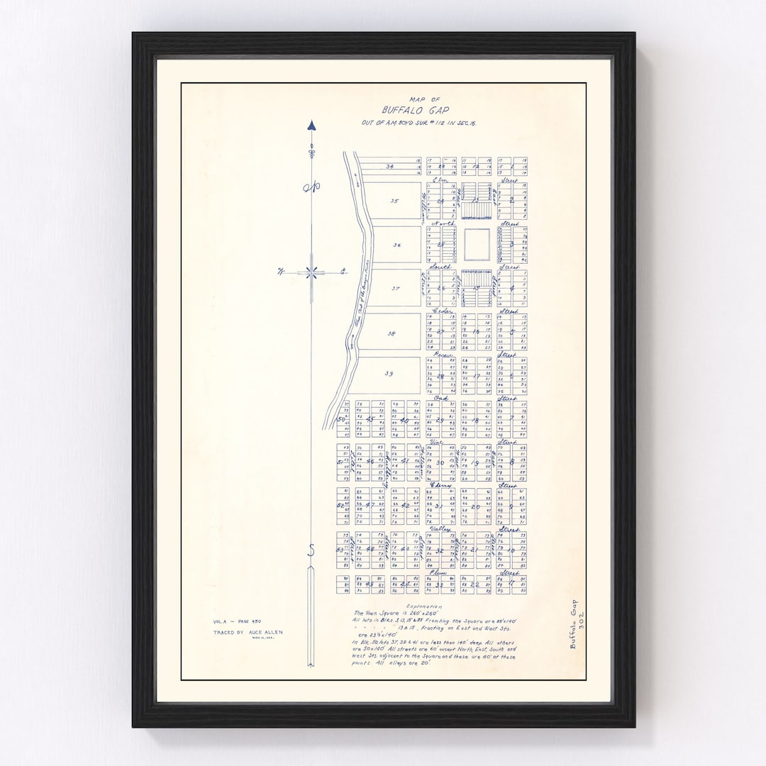 Buffalo Gap Map 1929, Vintage Buffalo Gap Map, Old Buffalo Gap Texas ...