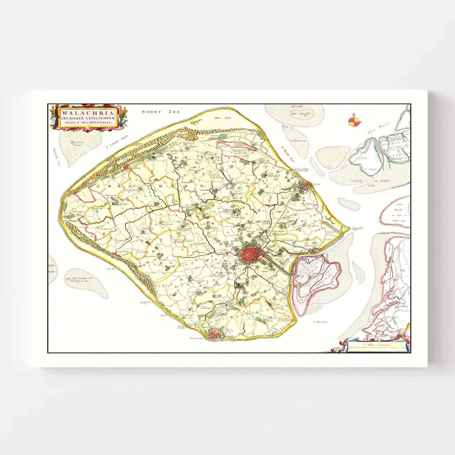 Walcheren Map 1665 Old Map of Walcheren Netherlands Art - Etsy