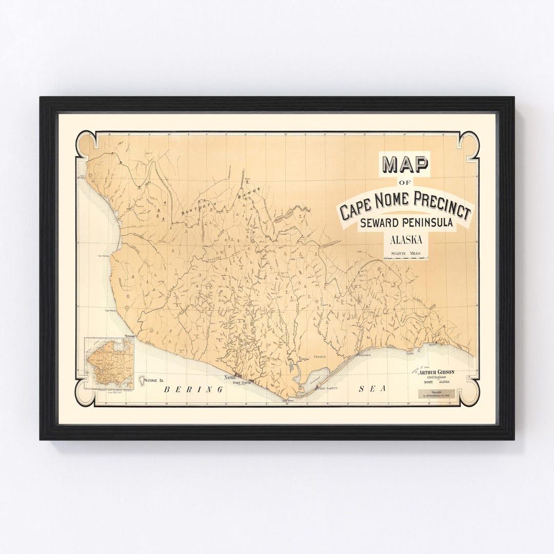 Cape Nome Alaska Map 1904, Vintage Cape Nome Alaska Map, Old Cape Nome ...