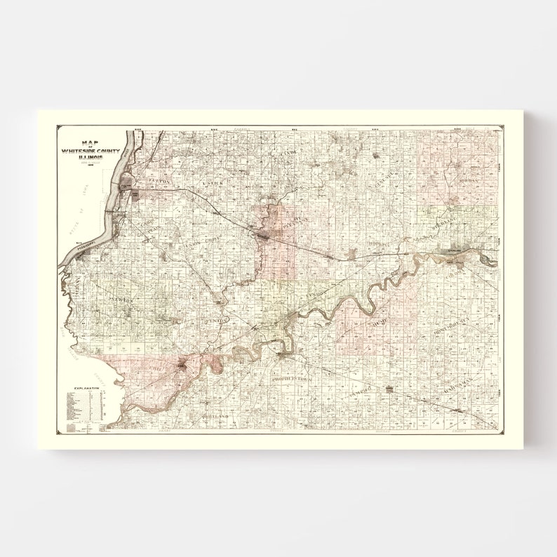 Whiteside County Map 1896, Vintage Whiteside County Map, Old Whiteside ...