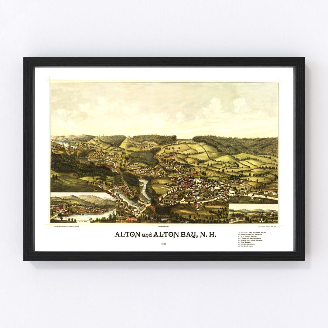 Alton Map 1888, Vintage Alton Map, Old Alton New Hampshire Art, Wall ...