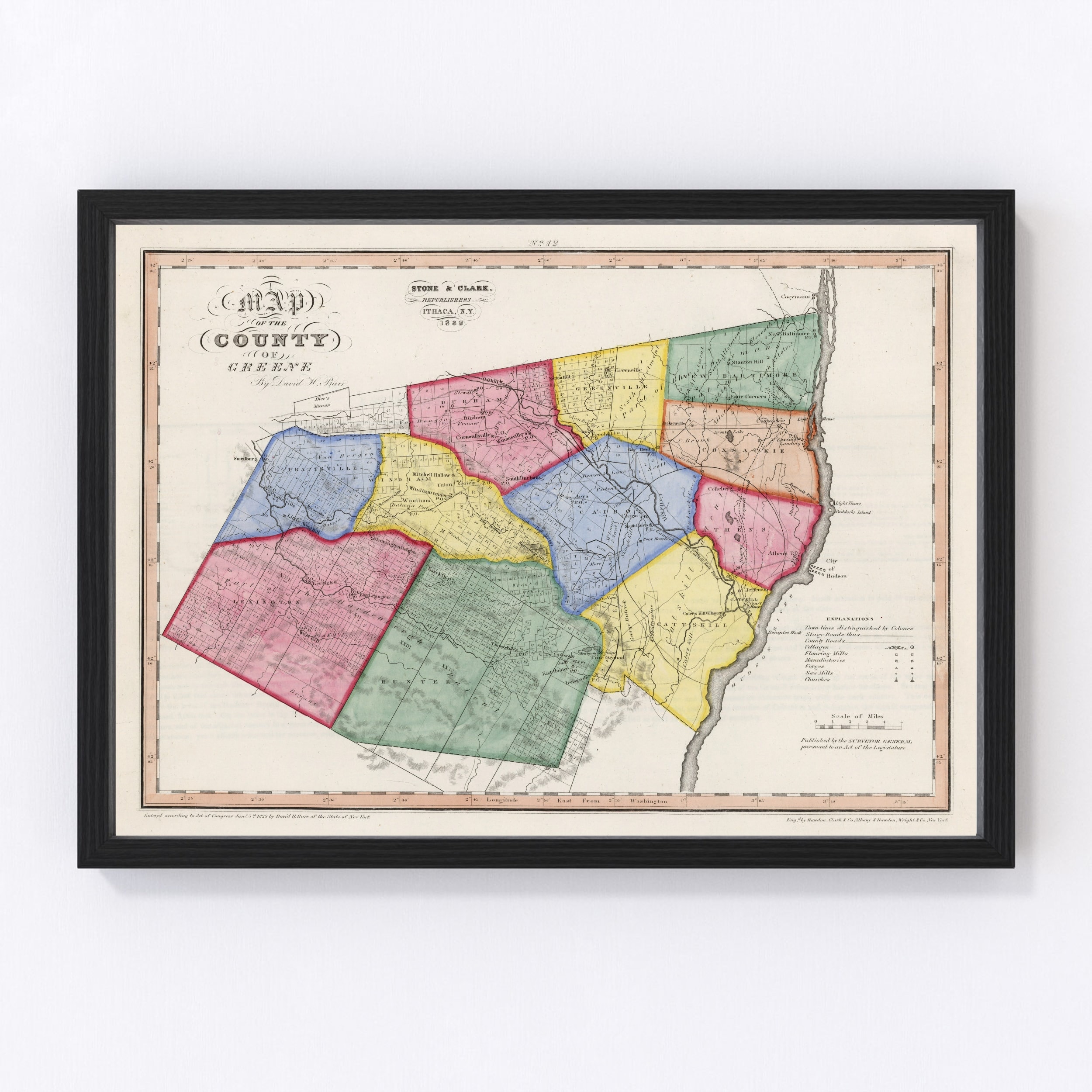 Greene County NY Map 1839 Old Map of Catskill New York Art - Etsy Nederland