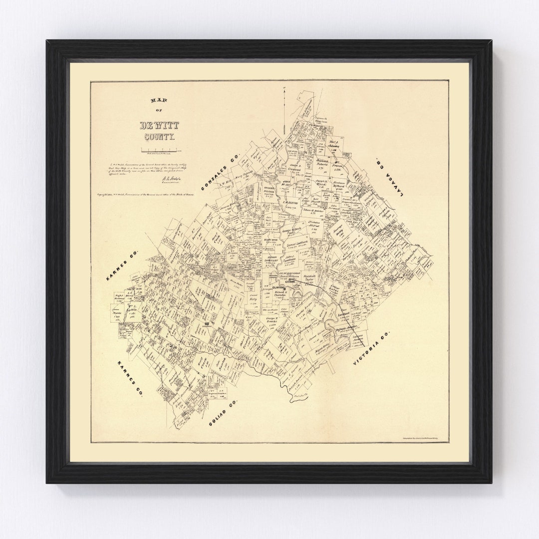 De Witt County Map 1881, Vintage De Witt County Map, Old De Witt County ...