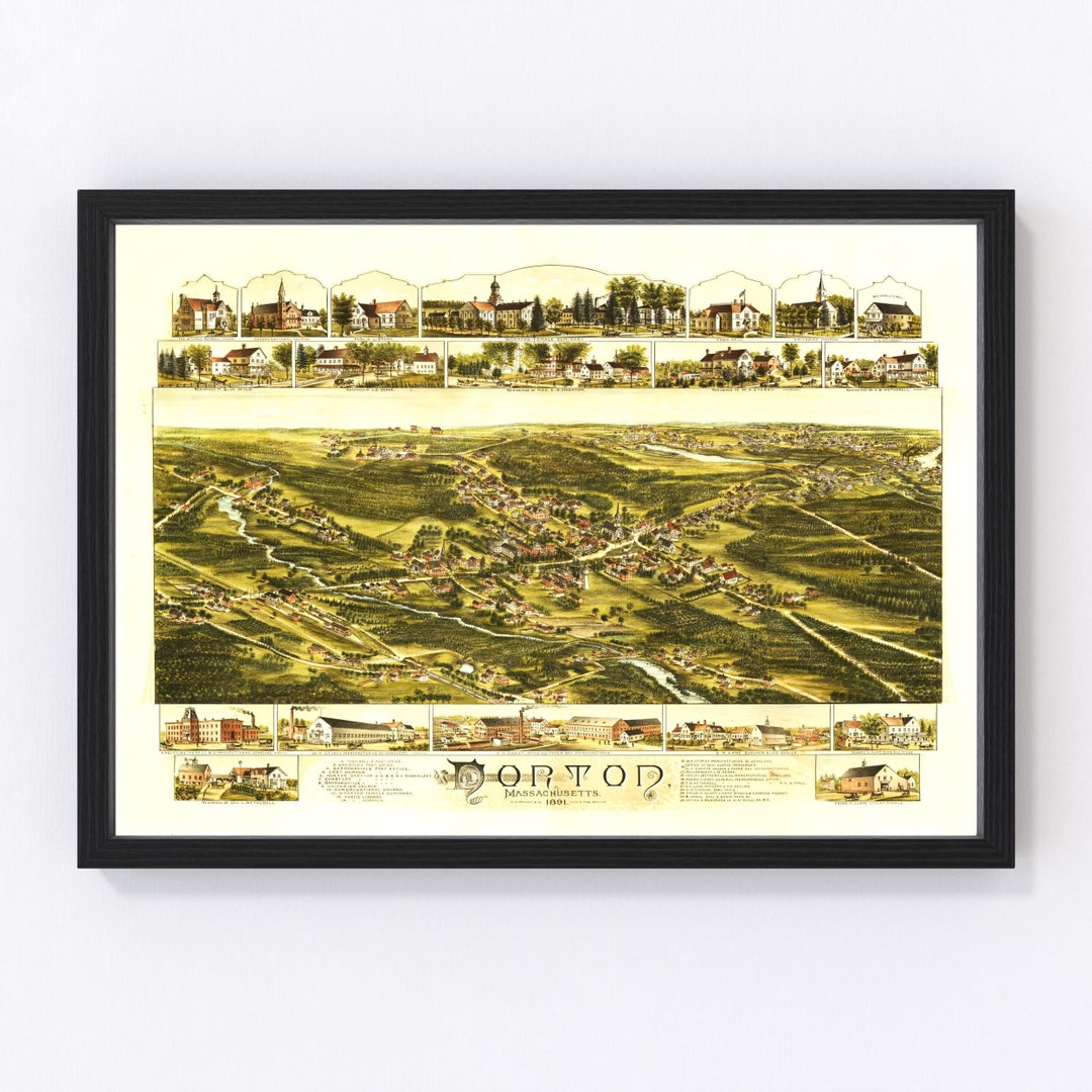 Norton Map 1891, Vintage Norton Map, Old Norton Massachusetts Art, Wall ...