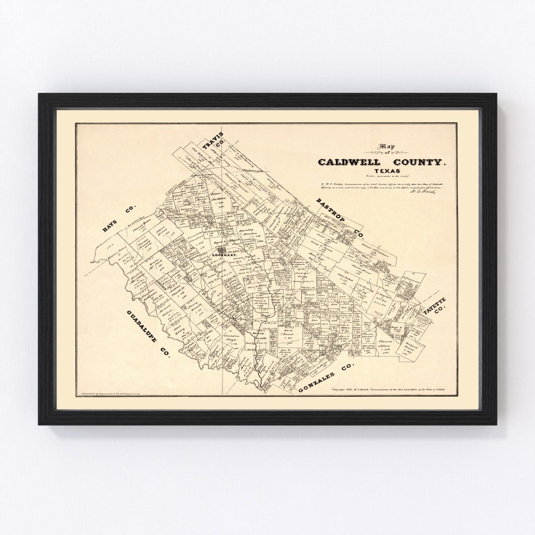 Caldwell County Map 1880, Vintage Caldwell County Map, Old Caldwell ...