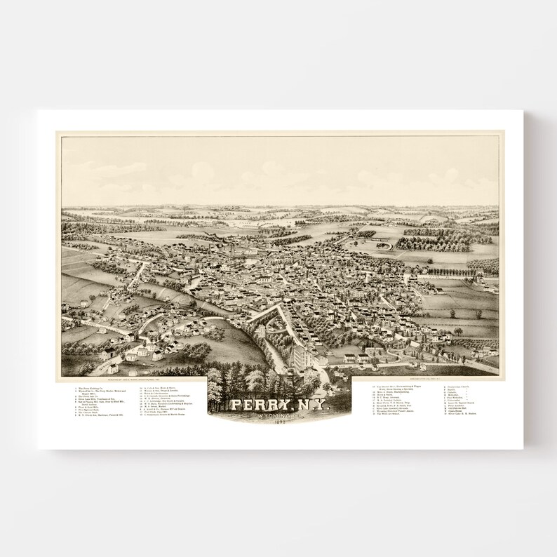 Perry Map 1892, Vintage Perry Map, Old Perry New York Art, Wall Art ...