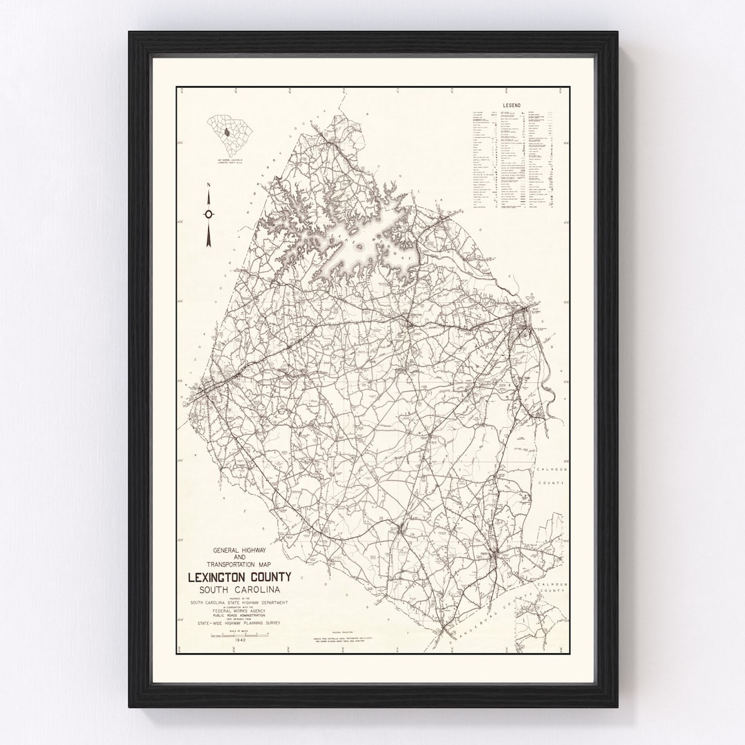 Lexington County Map 1939, Vintage Lexington County Map, Old Lexington ...