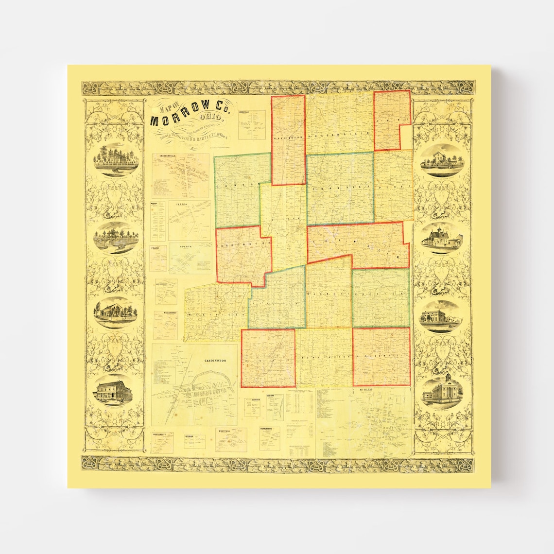 Morrow County Map 1857, Vintage Morrow County Map, Old Morrow County ...