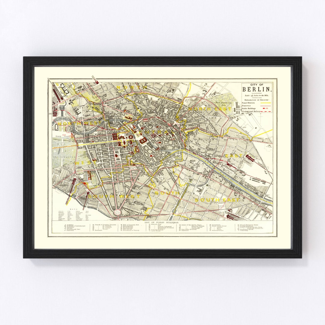 Berlin Map 1883, Vintage Berlin Map, Old Berlin Art, Wall Art Gift for ...