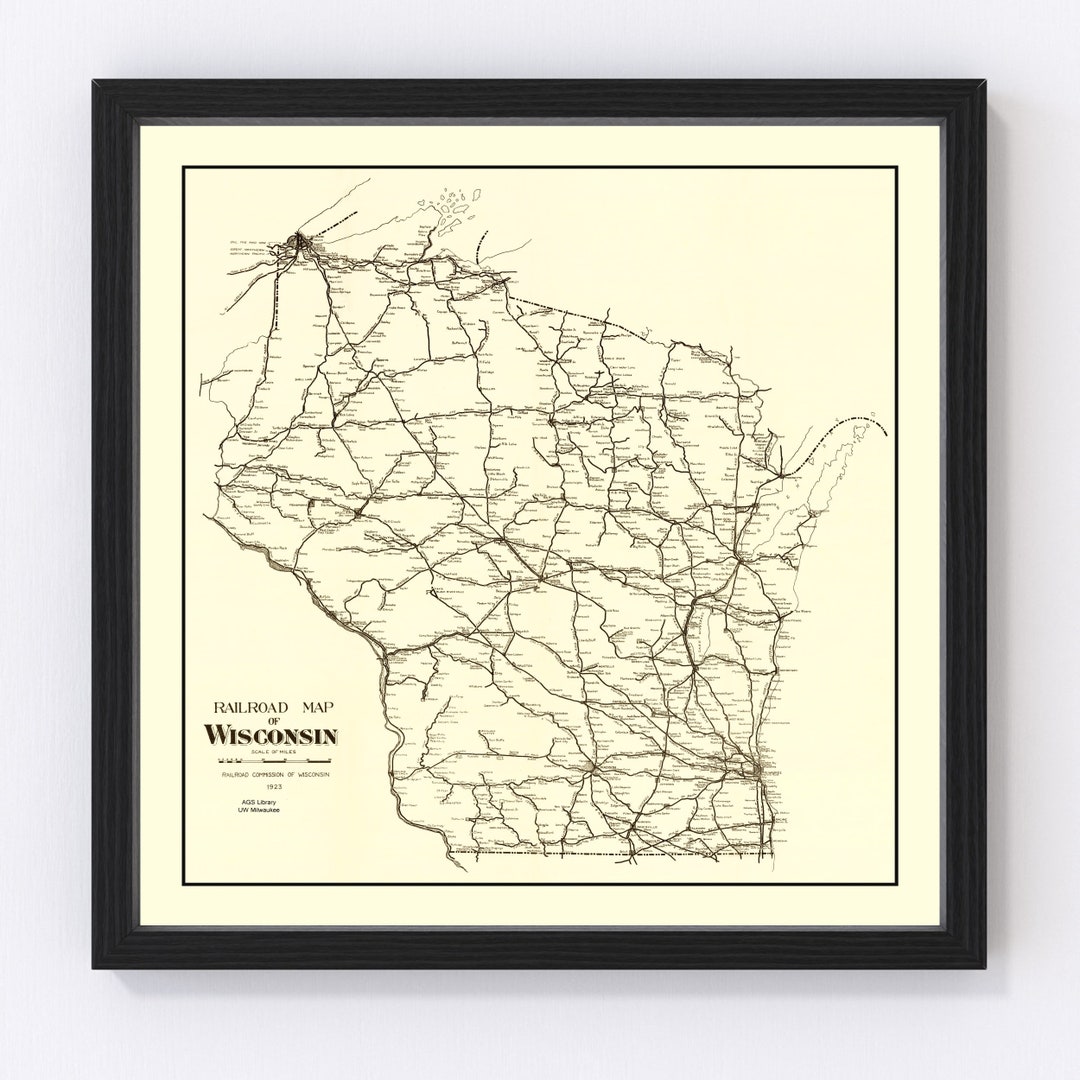 Wisconsin Map 1923, Vintage Wisconsin Map, Old Wisconsin Art, Wall Art ...