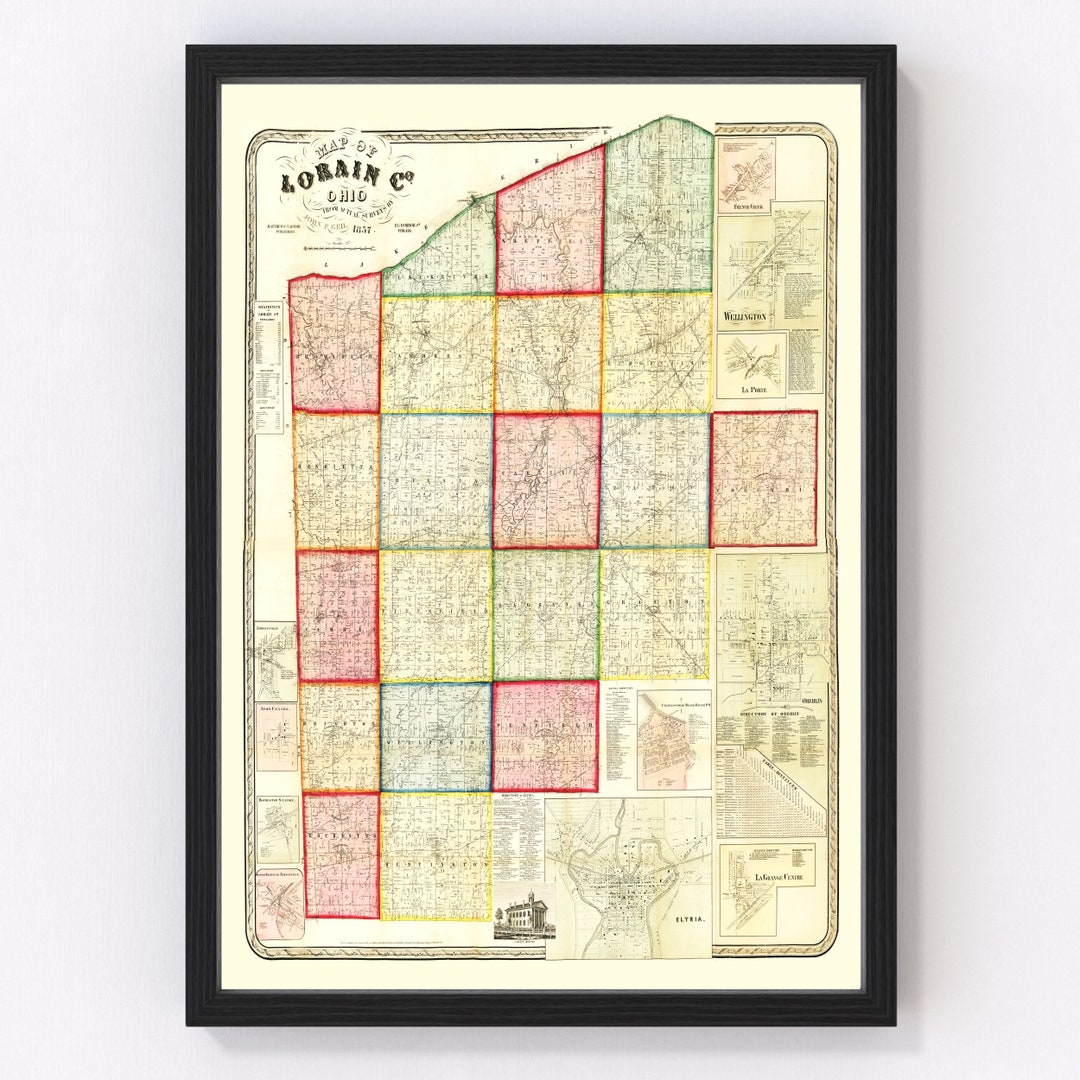 Lorain County Map 1857, Vintage Lorain County Map, Old Lorain County ...