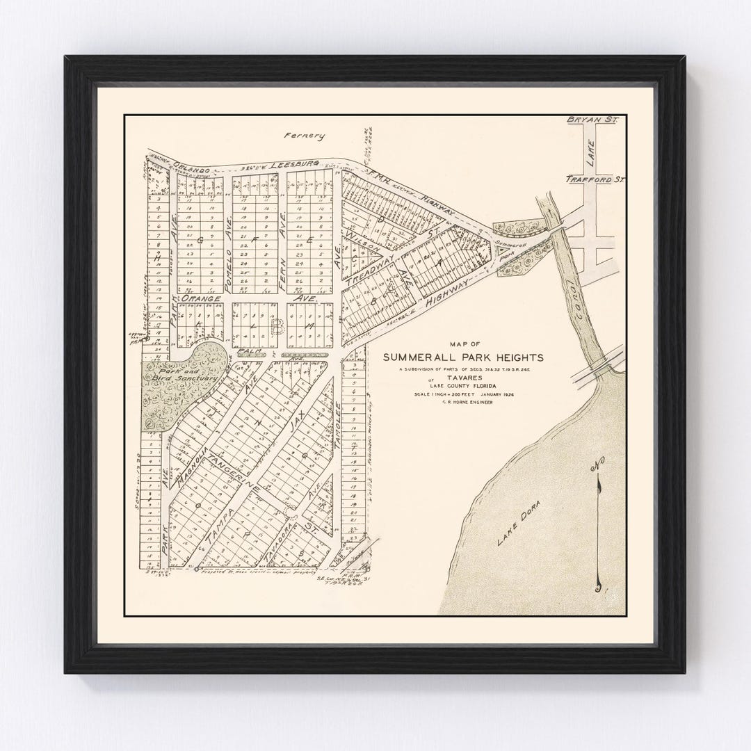 Summerall Park Heights Tavares Map 1926, Vintage Summerall Park Heights ...