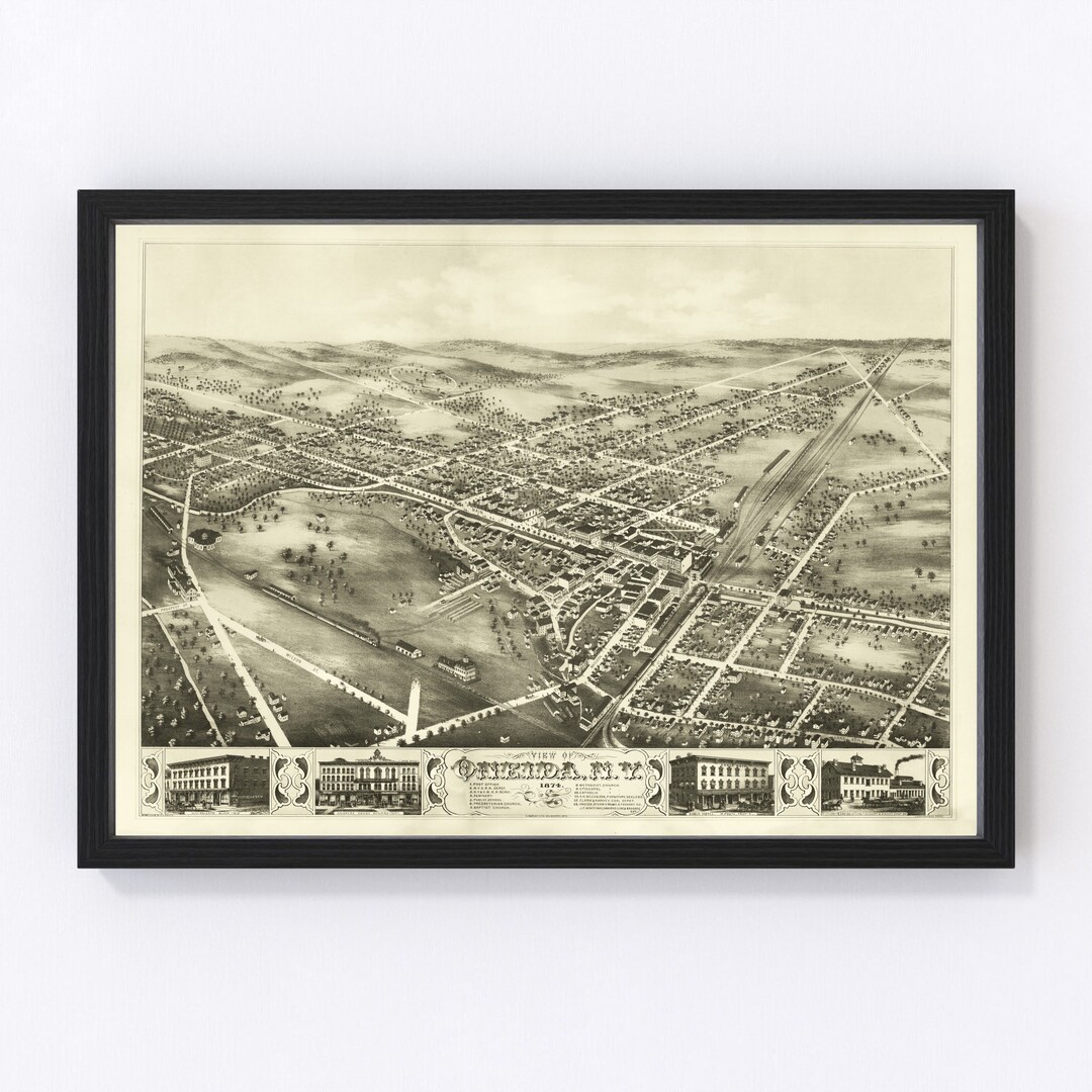 Oneida Map 1874, Vintage Oneida Map, Old Oneida New York Art, Wall Art ...