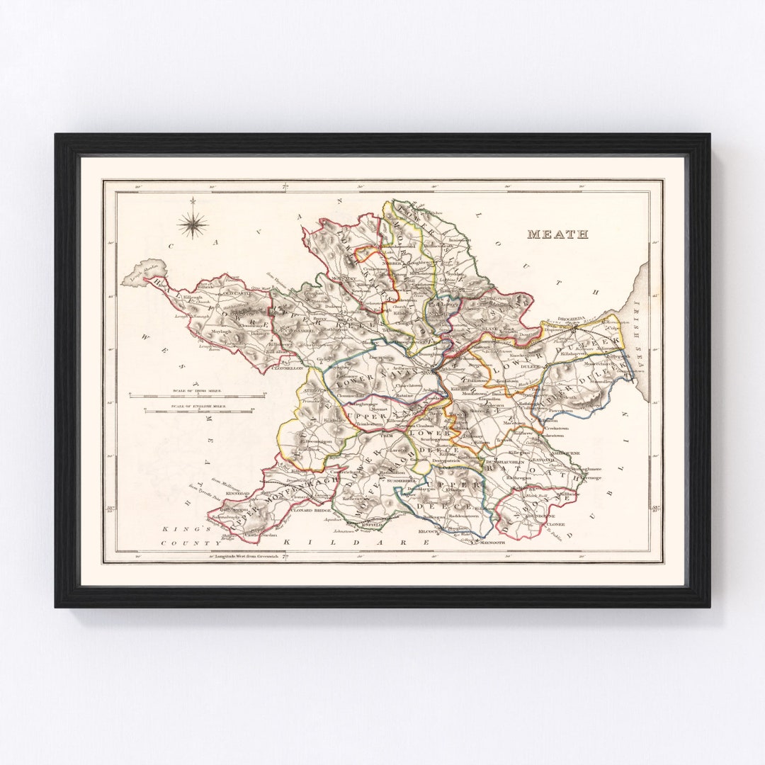 Meath County Ireland Map 1846 - Old Map of Meath County Ireland Ireland ...