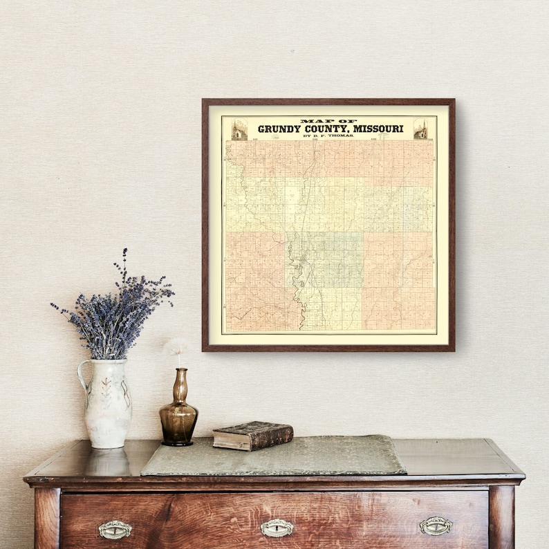 Gundy County Map 1890, Vintage Gundy County Map, Old Gundy County ...