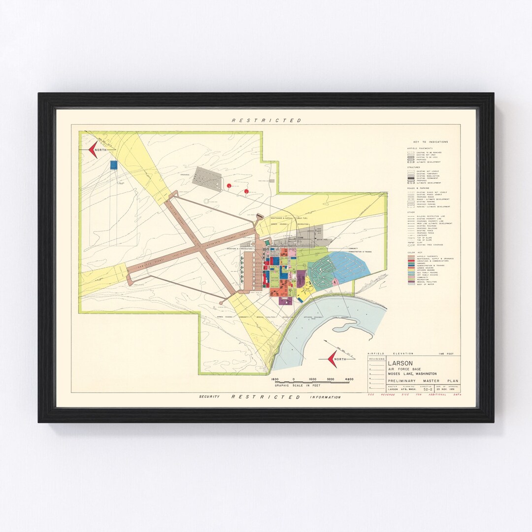 Larson Air Force Base Vicinity Map 1951, Vintage Larson Air Force Base ...