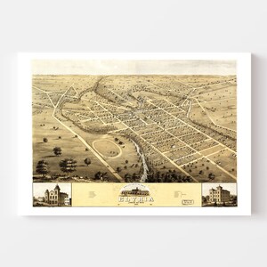 Elyria Map 1868 Old Map of Elyria Ohio Art Vintage Print Framed Canvas ...