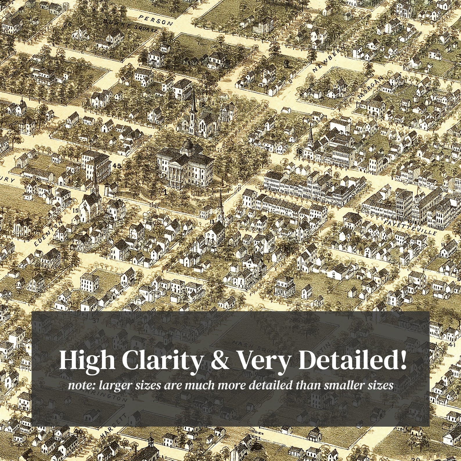 Raleigh Map 1872 Old Map of Raleigh North Carolina Art - Etsy