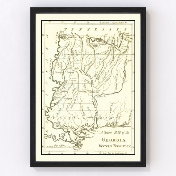 Georgia Map 1797 Old Map of Georgia Art Vintage Print Framed - Etsy