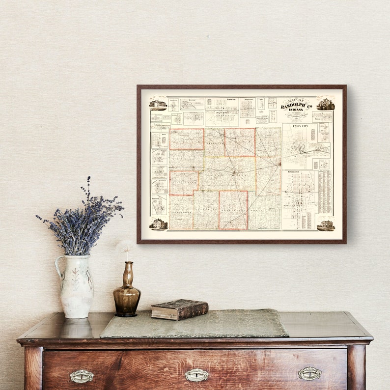 Randolph County Map 1865, Vintage Randolph County Map, Old Randolph ...