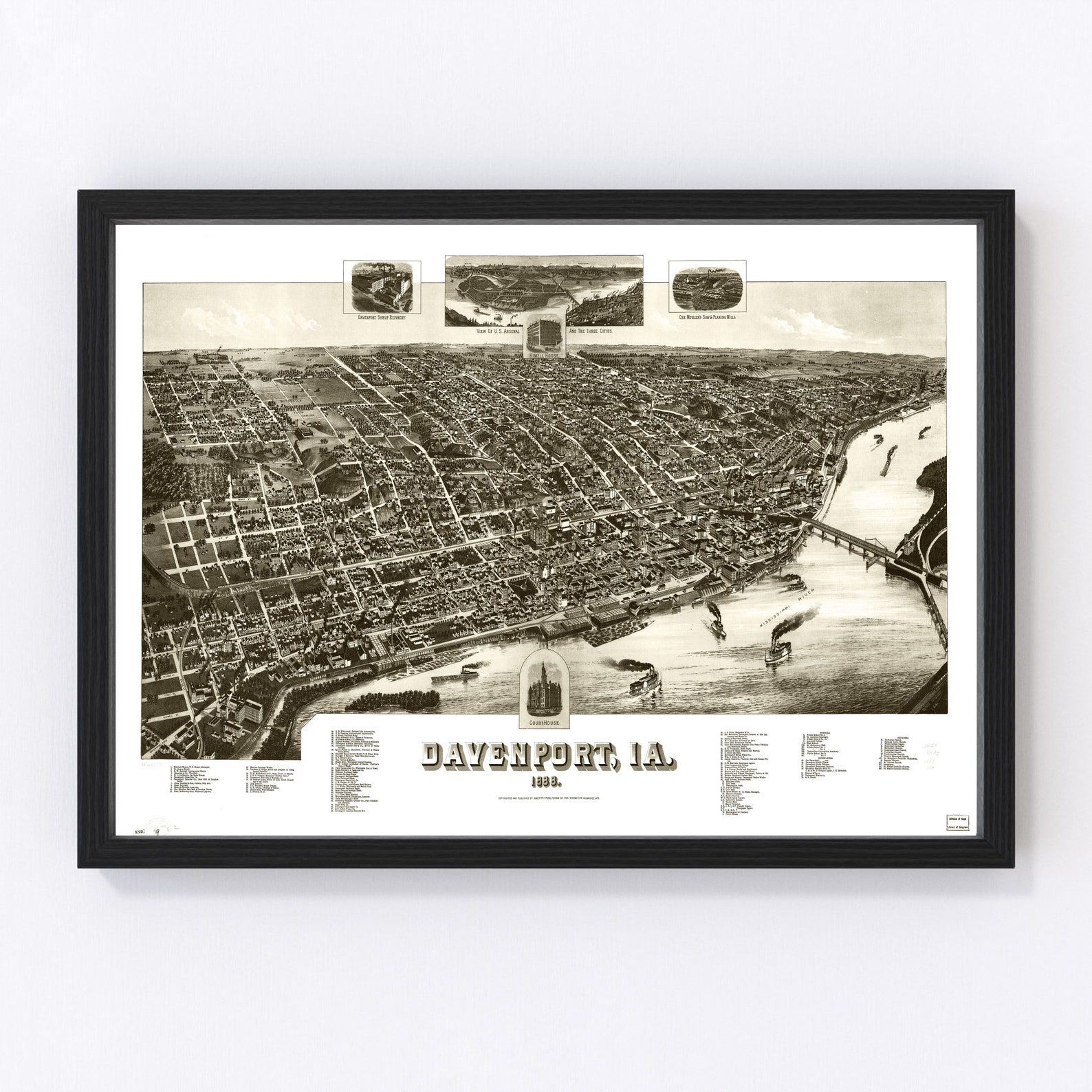 Davenport Map 1888 Old Map of Davenport Iowa Art Vintage - Etsy