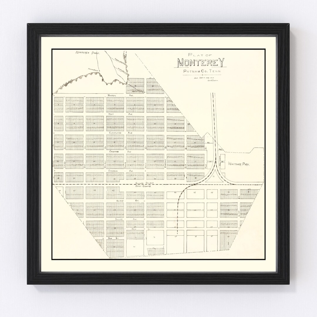 Monterey Map 1890, Vintage Monterey Map, Old Monterey Tennessee Art ...