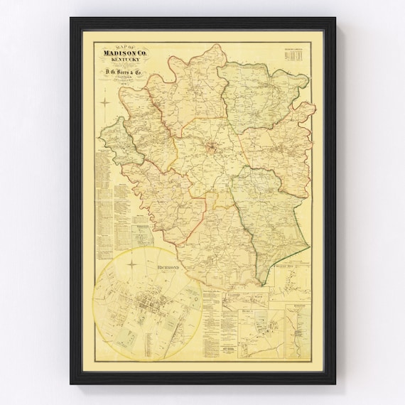 Madison County Kentucky Map 1876 Old Map of Madison County - Etsy