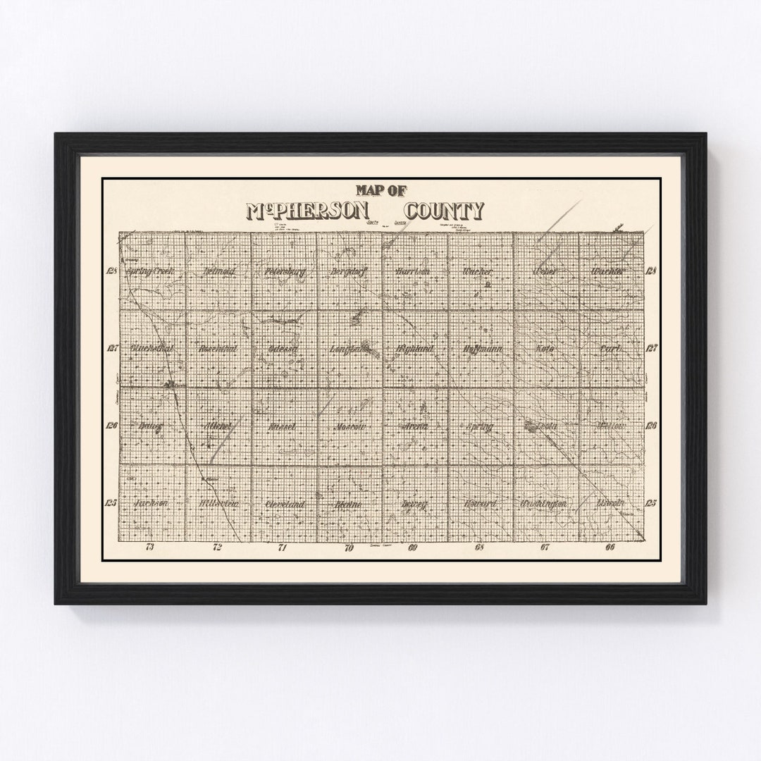 Mcpherson County SD Map 1914 Old Map of South Dakota Art Vintage Print ...