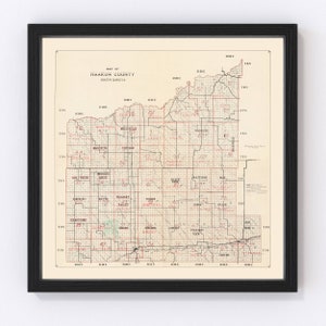 Haakon County Map 1900, Vintage Haakon County Map, Old Haakon County ...