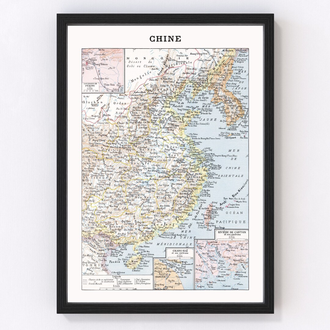 China Map 1900, Vintage China Map, Old China Art, Wall Art Gift for ...