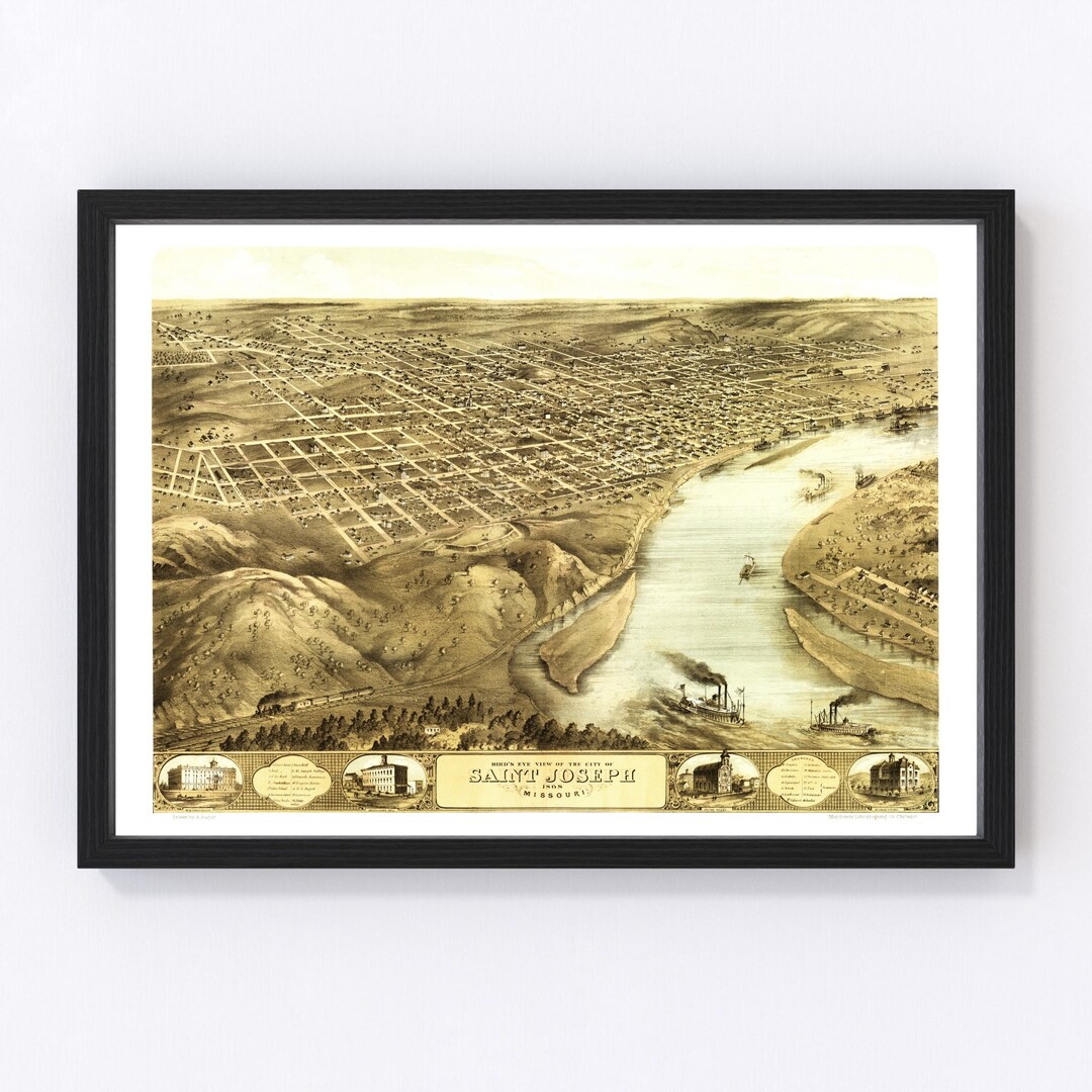 Saint Joseph Map 1868, Vintage Saint Joseph Map, Old Saint Joseph ...