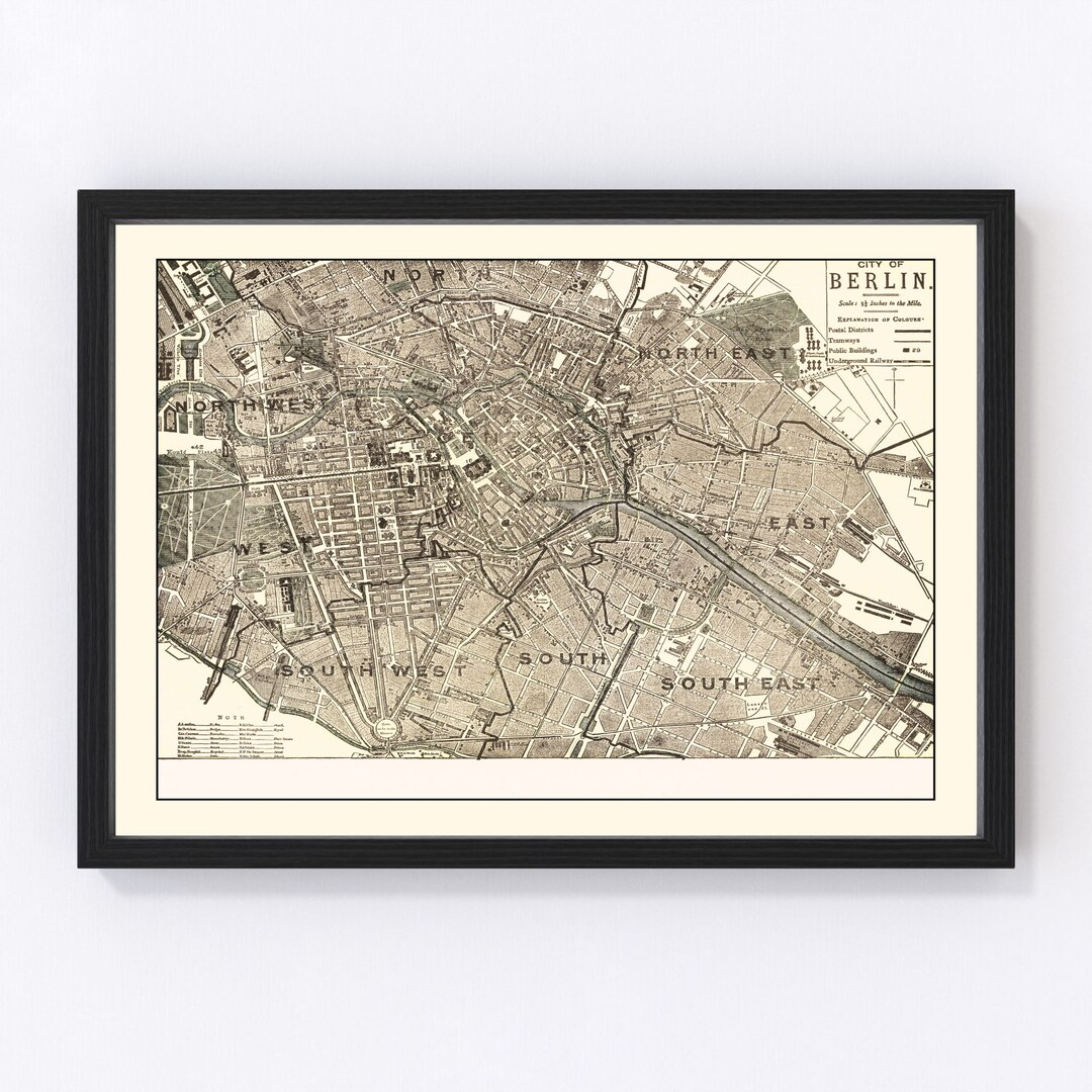 Berlin Map 1901, Vintage Berlin Map, Old Berlin Art, Wall Art Gift for ...