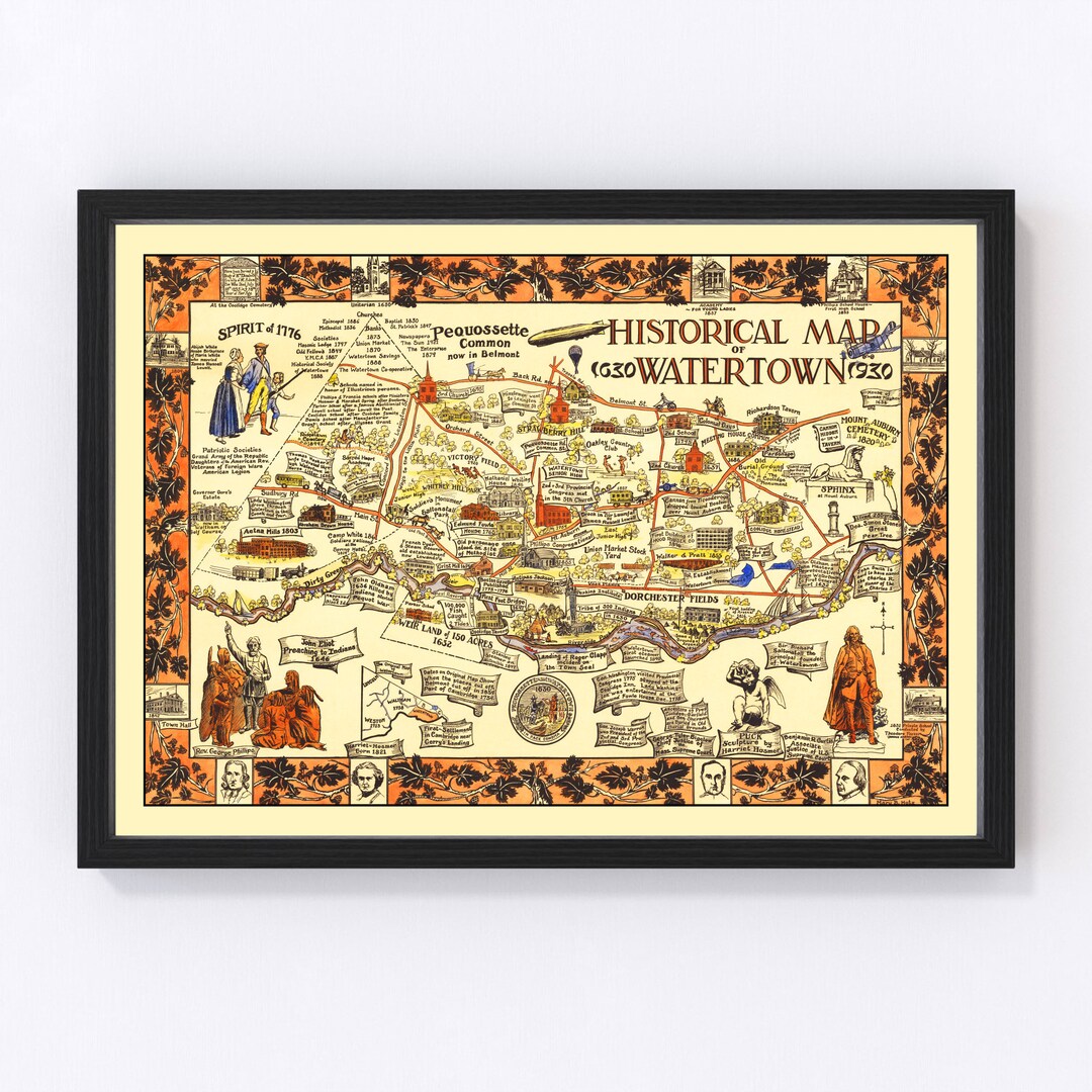 Watertown Map 1930, Vintage Watertown Map, Old Watertown New York Art ...