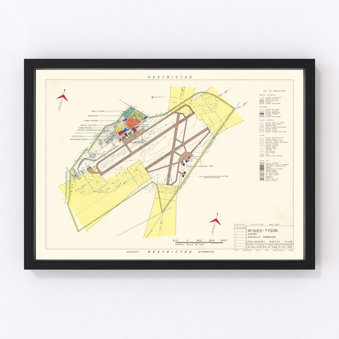 Mcghee-tyson Airport Vicinity Map 1952, Vintage Mcghee-tyson Airport ...