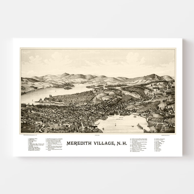 Meredith Village Map 1889 - Old Map of Meredith Village New Hampshire ...