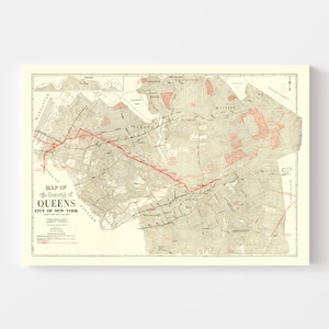 Queens Map 1937 Old Map of Queens New York Art Vintage Print Framed ...