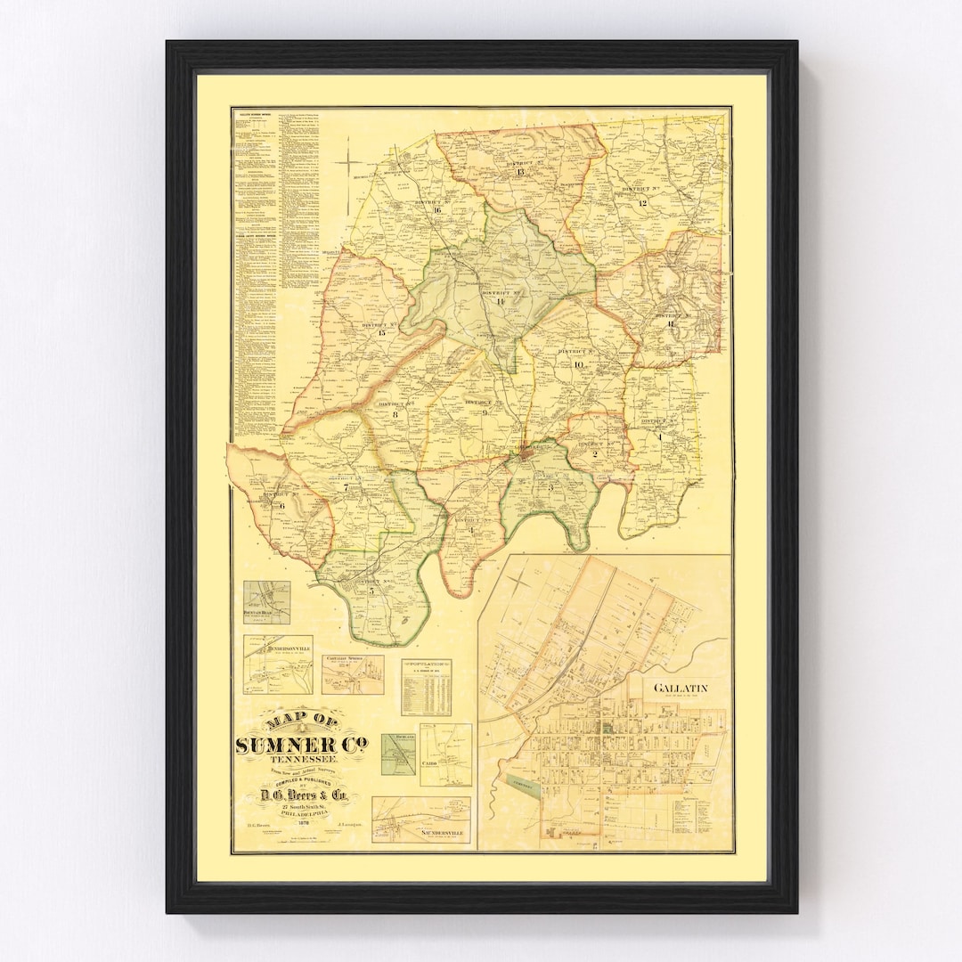Sumner County Tennessee Map 1878 - Old Map of Sumner County Tennessee ...