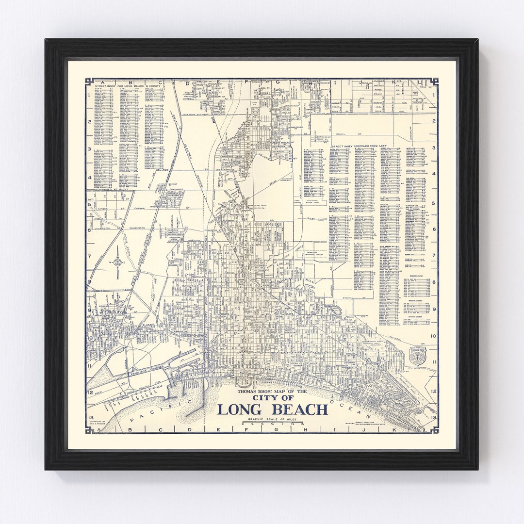 Long Beach Map 1938 - Old Map of Long Beach California Art Vintage ...