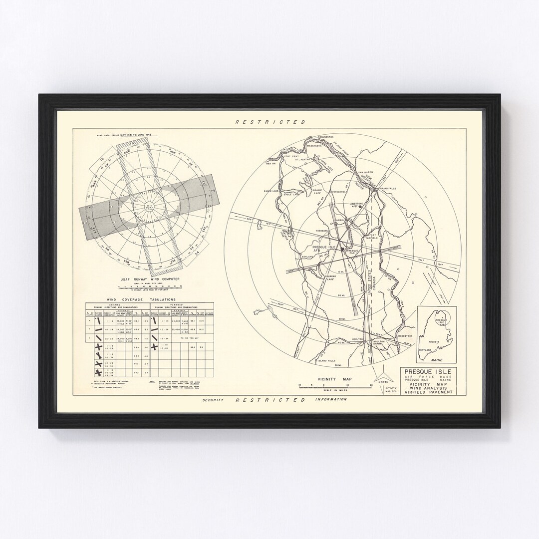 Selfridge Air Fore Base Map 1952, Vintage Selfridge Air Fore Base Map ...