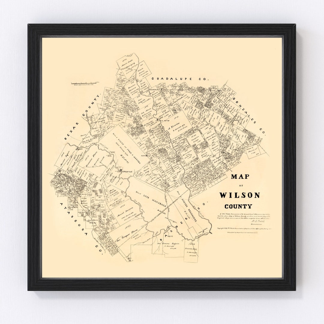 Wilson County Map 1879, Vintage Wilson County Map, Old Wilson County ...