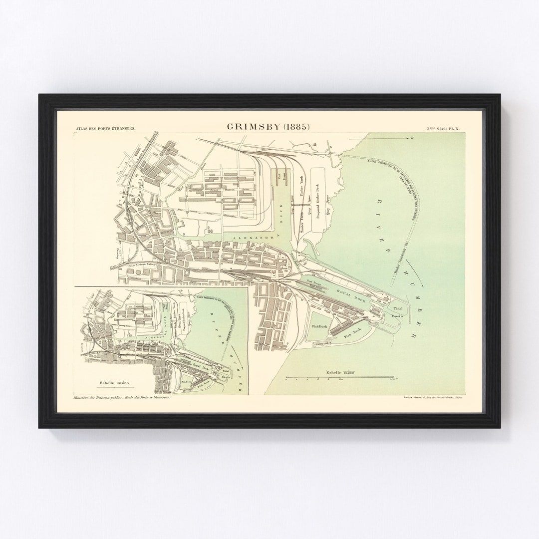 Grimsby Map 1885, Vintage Grimsby Map, Old Grimsby Art, Wall Art Gift ...