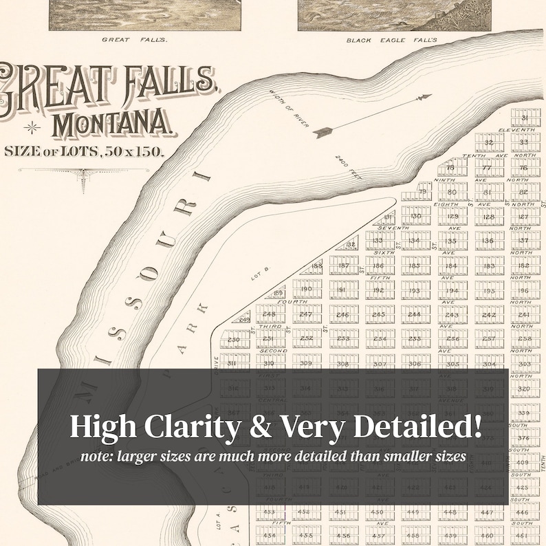 Great Falls Map 1883 Old Map of Great Falls Montana Art - Etsy