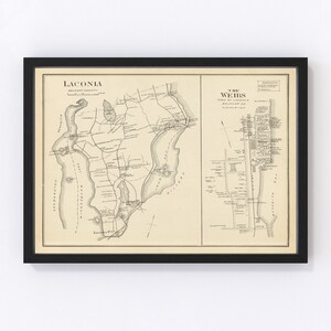 Laconia Map 1892, Vintage Laconia Map, Old Laconia New Hampshire Art ...
