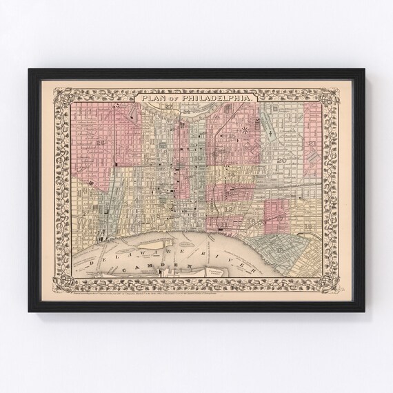 Philadelphia Map 1868 Old Map of Philadelphia Pennsylvania - Etsy