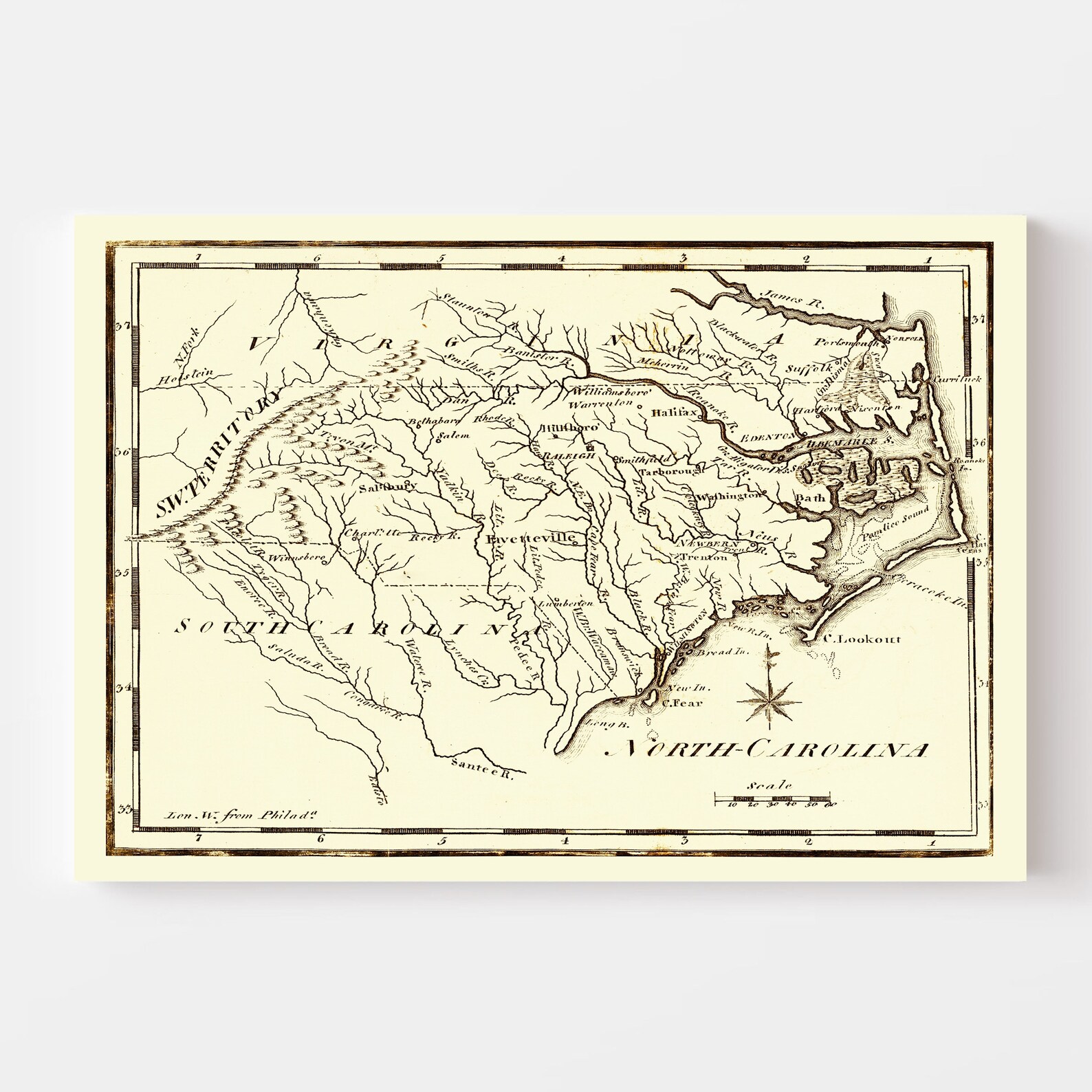 North Carolina Map 1795 Old Map of North Carolina Art - Etsy