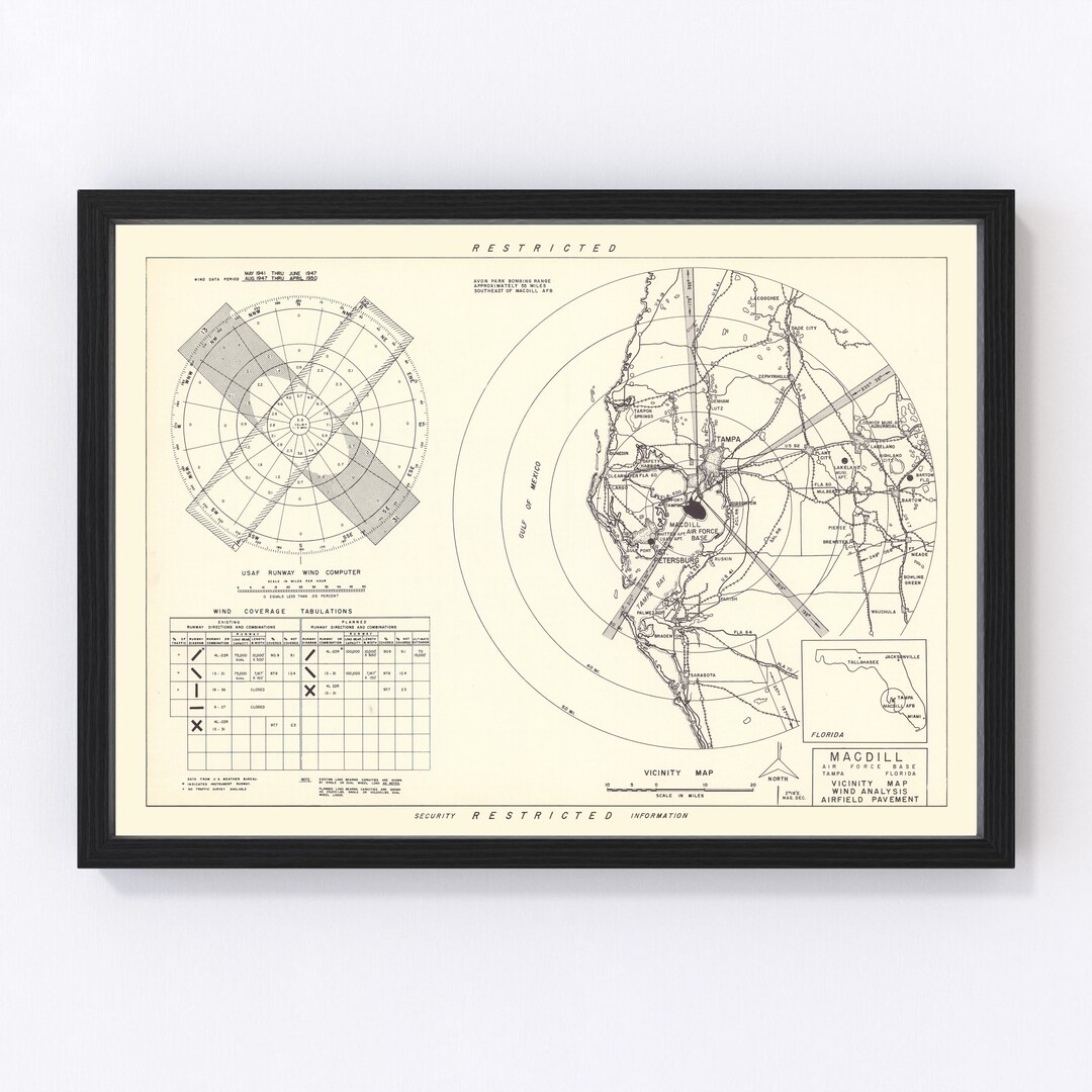 March Air Force Base Map 1951, Vintage March Air Force Base Map, Old ...