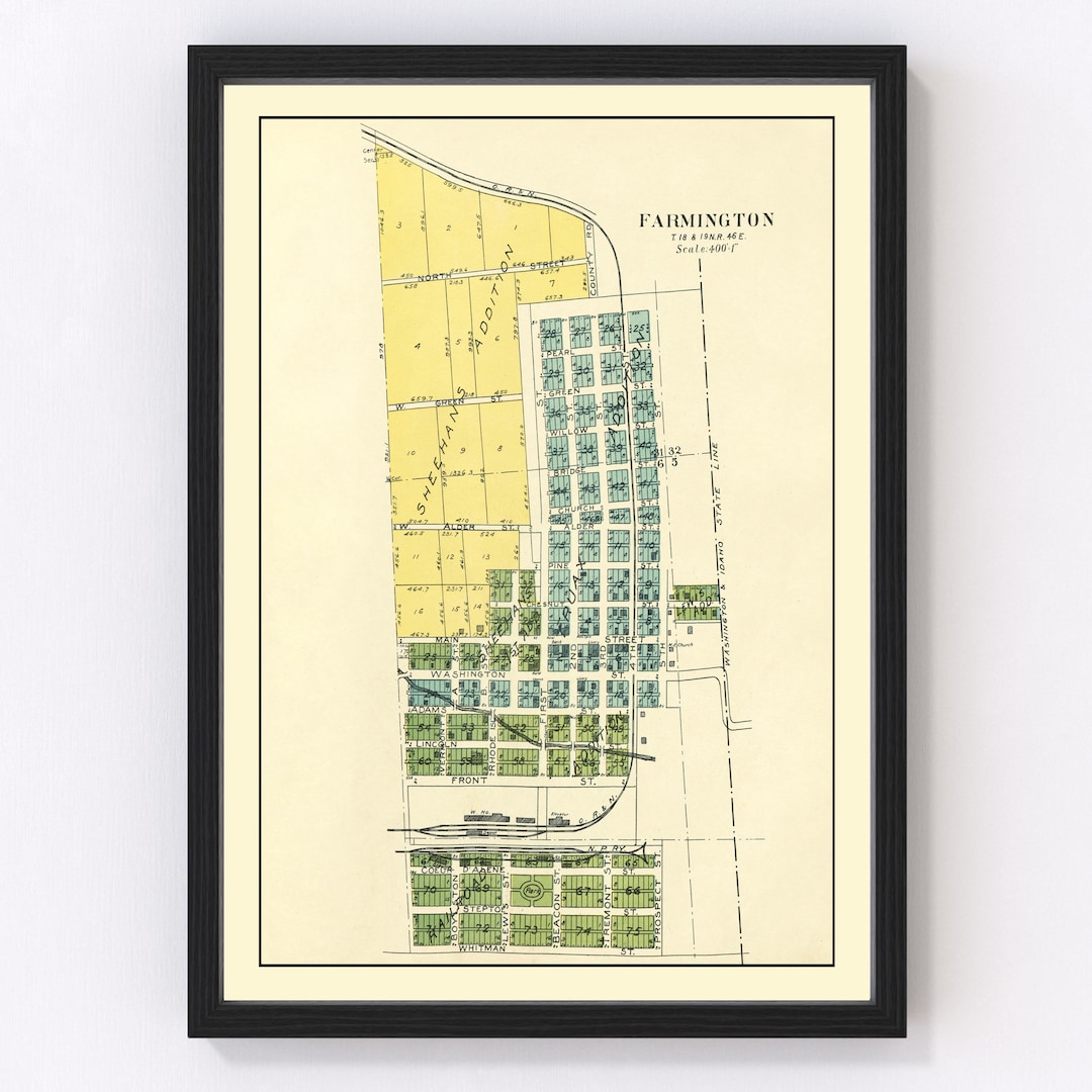 Farmington Map 1910 Old Map of Farmington Washington Art Vintage Print ...
