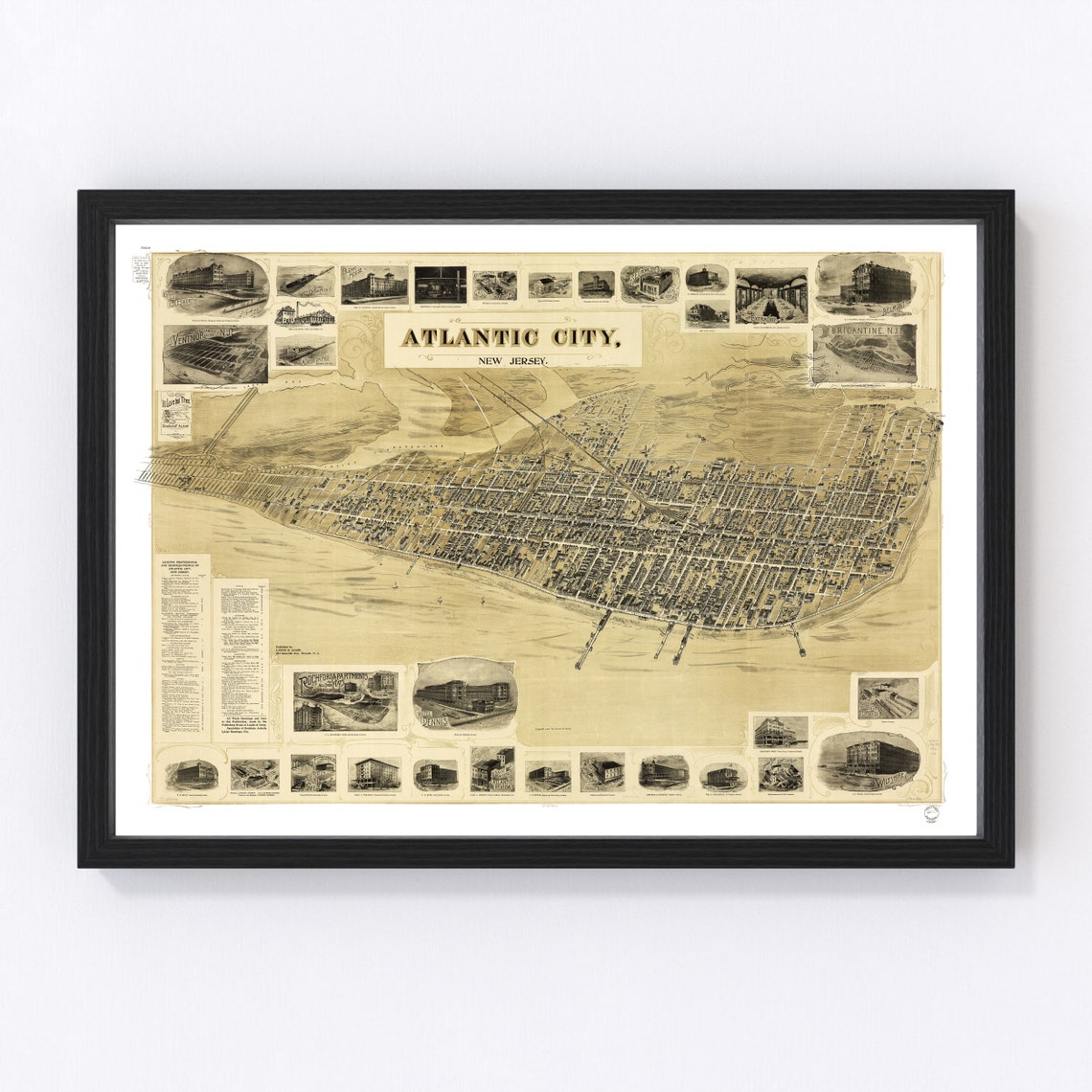 Atlantic City Map 1900 Old Map of Atlantic City New Jersey - Etsy