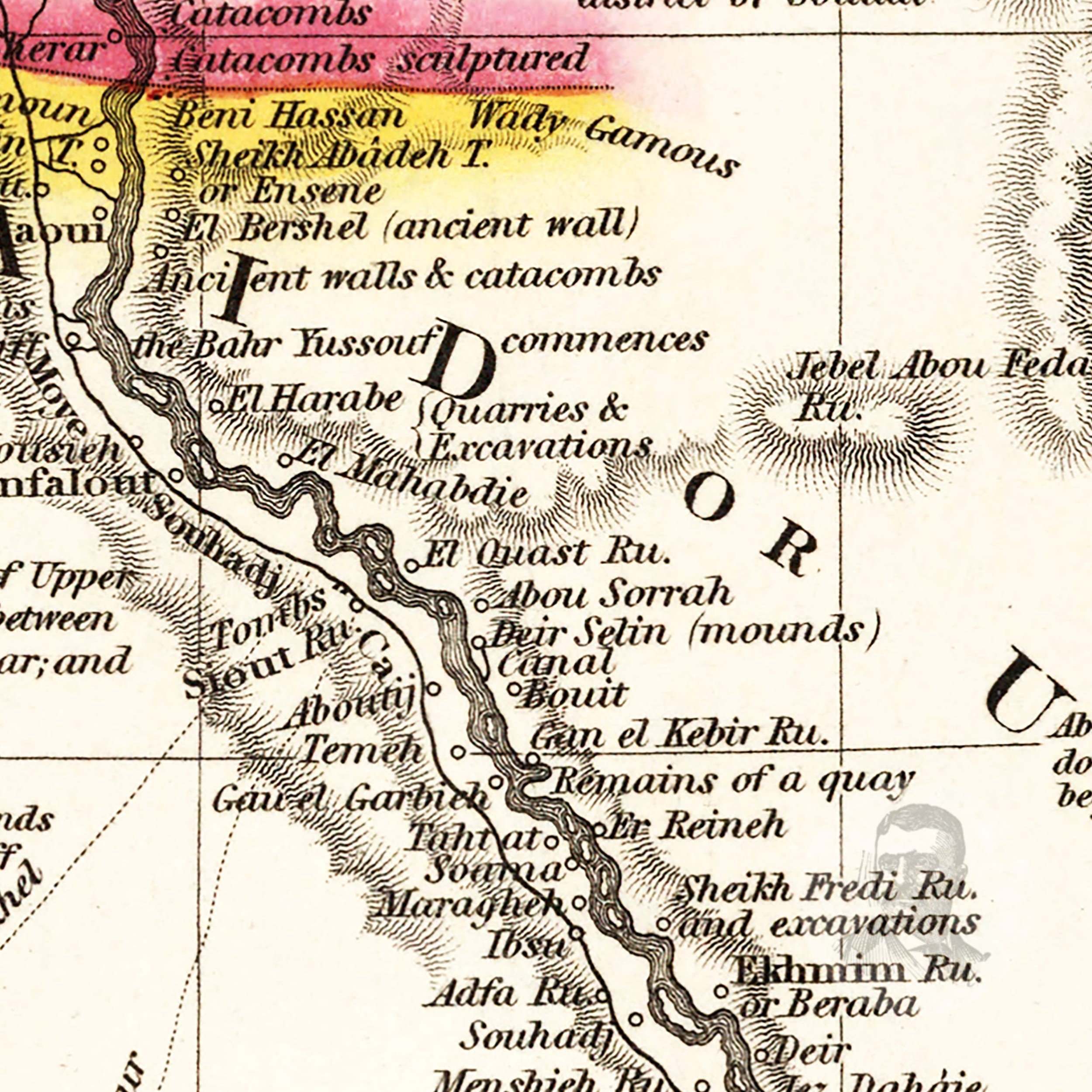 Egypt Map Art Vintage Print From 1836 Old Egypt Art | Etsy
